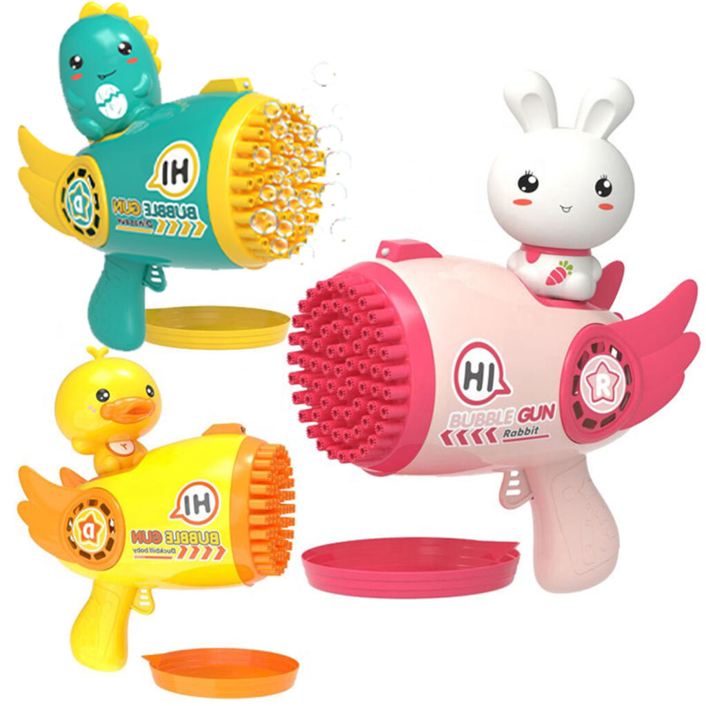 Pink Rabbit 69-Hole Automatic Bubble Gun Toy: Outdoor Soap Cartoon ...